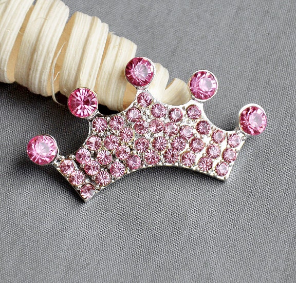 5 Rhinestone Button Embellishment Pink Crystal TIARA CROWN | Etsy