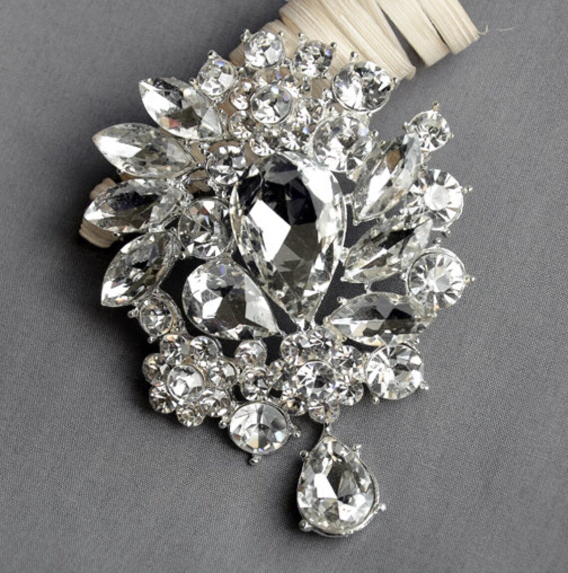 6 Rhinestone Brooch Embellishment X LARGE Pearl Crystal Hair | Etsy