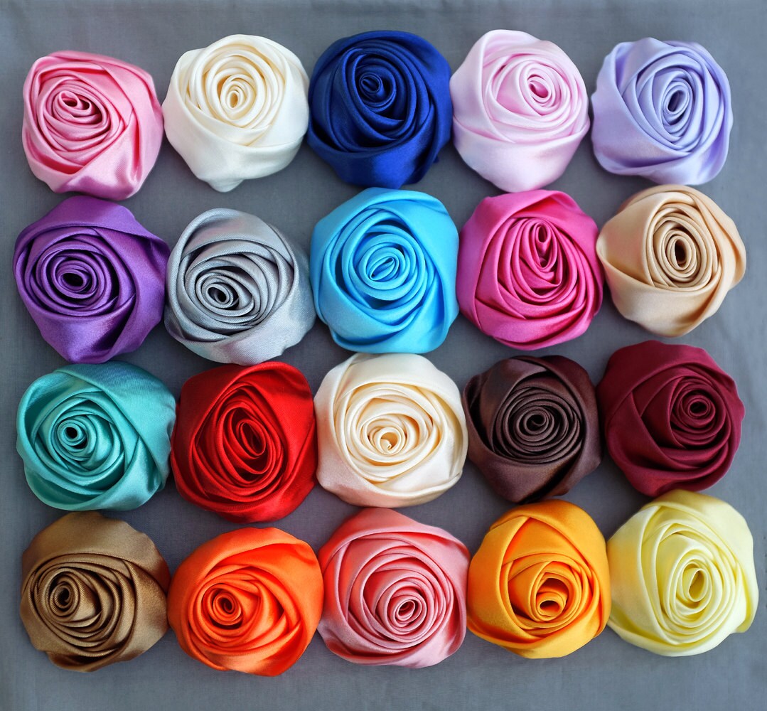 5 pcs Silk Rolled Rose Flower Rolled Rosette Satin Rolled Rose | Etsy