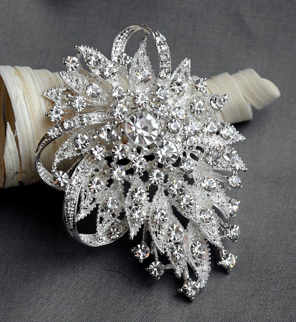 Rhinestone Brooch Crystal Brooch Embellishment Wedding Brooch - Etsy