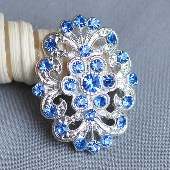 5 Light Blue Rhinestone Button Crystal Embellishment Wedding - Etsy
