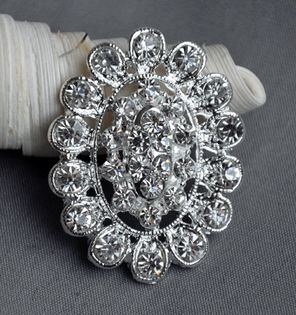 5 Large Rhinestone Button Embellishment Pearl Crystal Wedding | Etsy