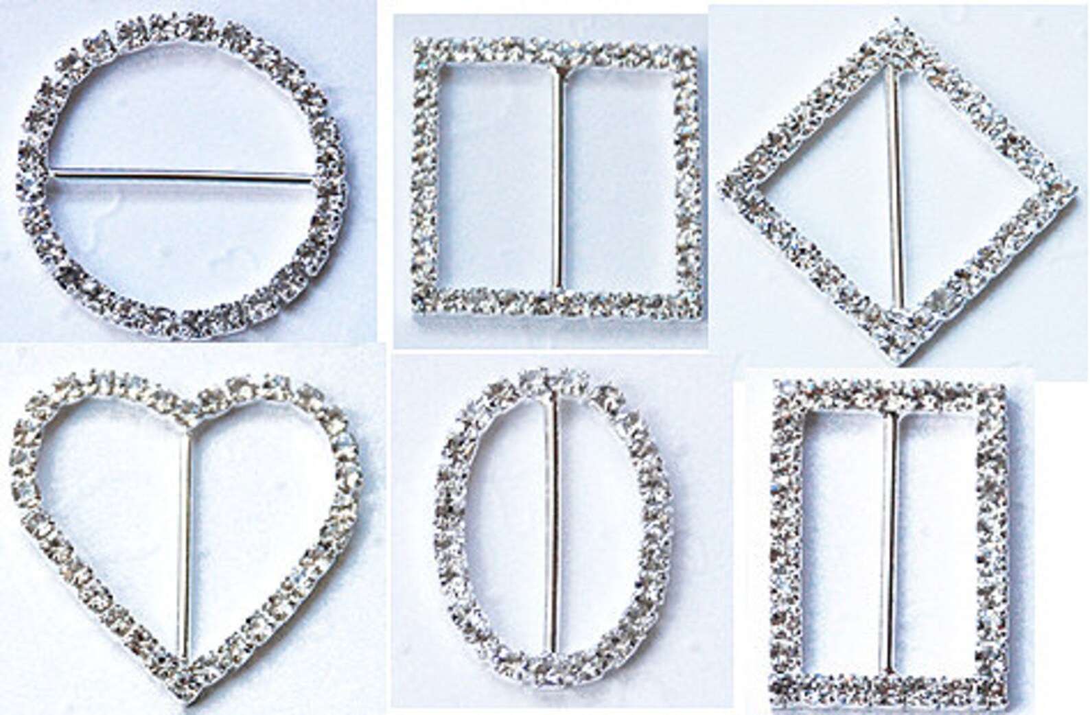 12 Rhinestone Buckle Assorted Crystal Slider Silver Whole - Etsy