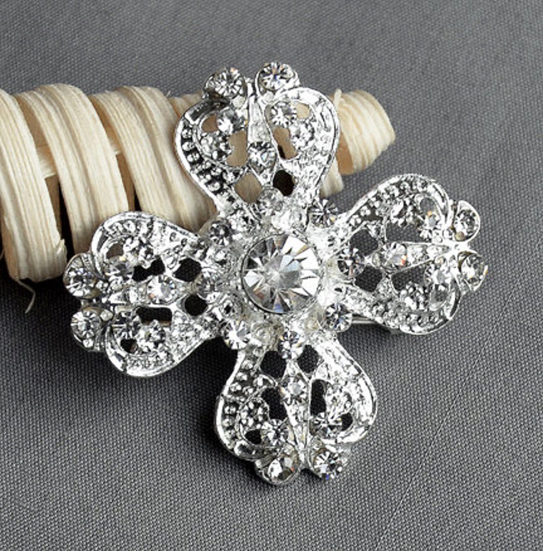 3 Rhinestone Brooch Crystal Brooch Bridal Brooch Bouquet Hair Comb Shoe ...
