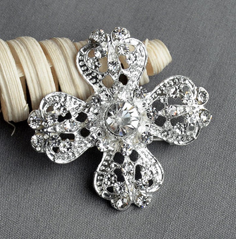 3 Rhinestone Brooch Crystal Brooch Bridal Brooch Bouquet Hair Comb Shoe ...