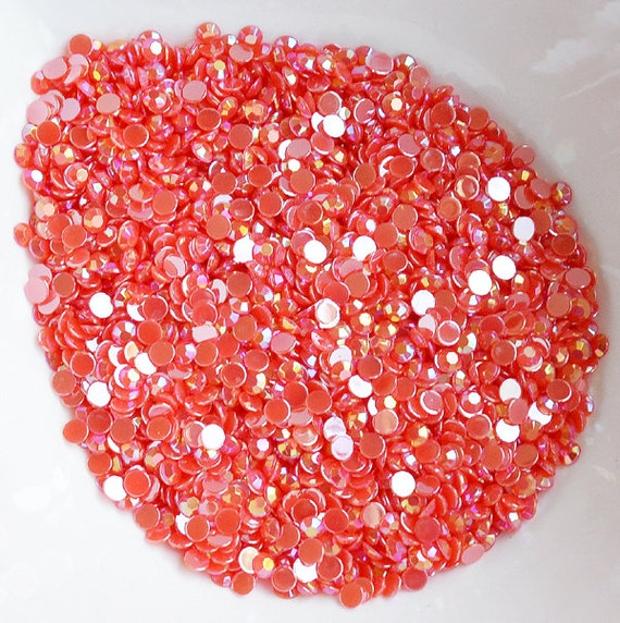 1000 Coral Red AB Resin Rhinestone Cabochon SS6 2mm FREE - Etsy