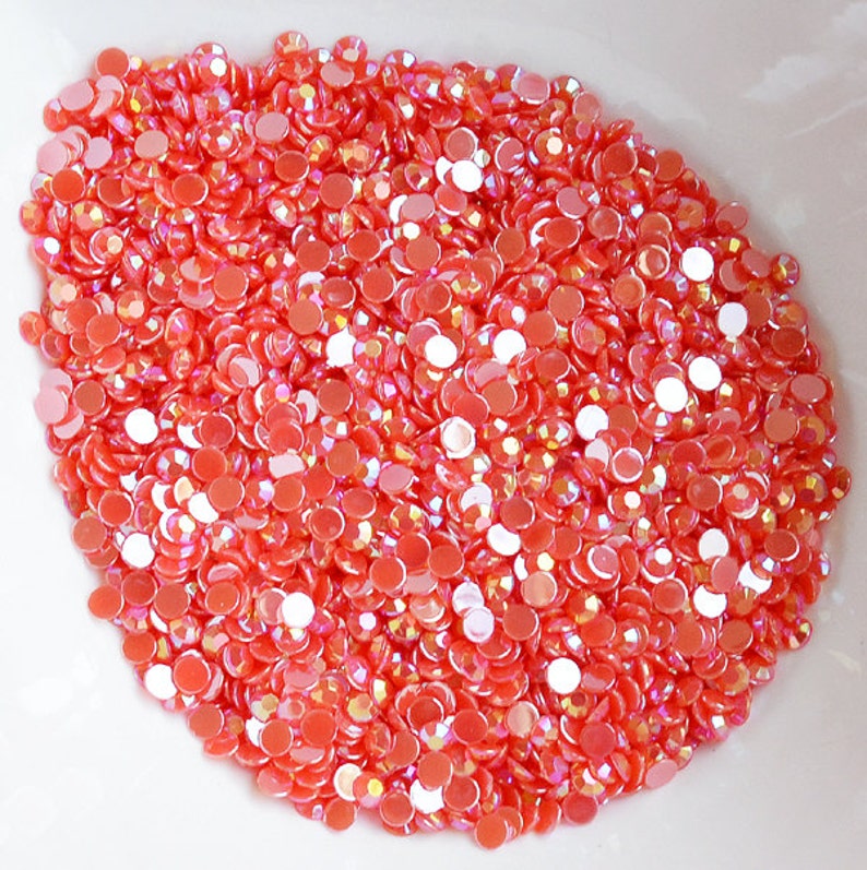 1000 Coral Red AB Resin Rhinestone Cabochon SS12 3mm FREE Shipping US ...
