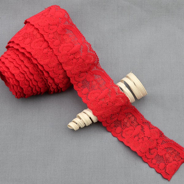 Red Lace Ribbon - Etsy