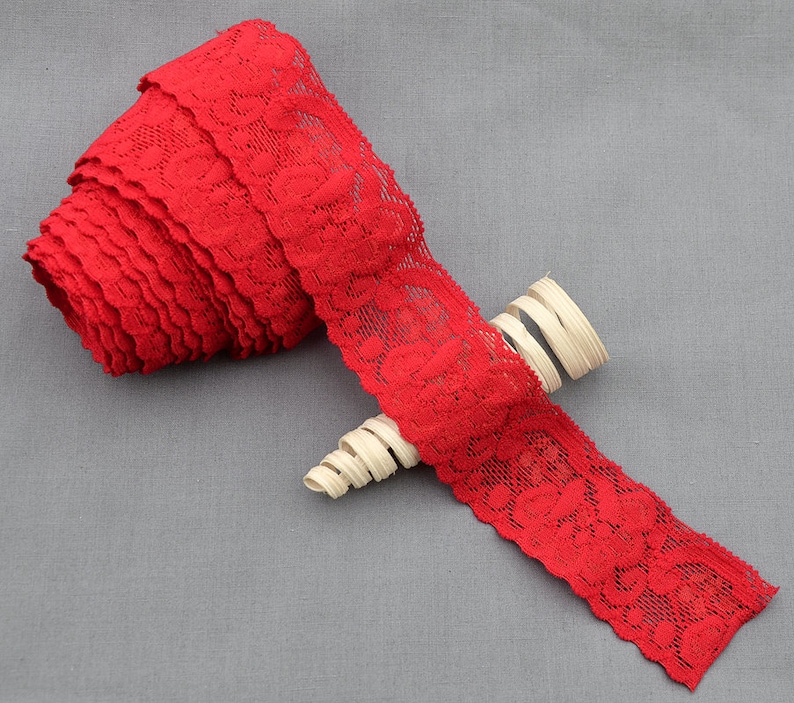 5 Yards Red Elastic Lace Stretch Lace Elastic Lace Trim - Etsy