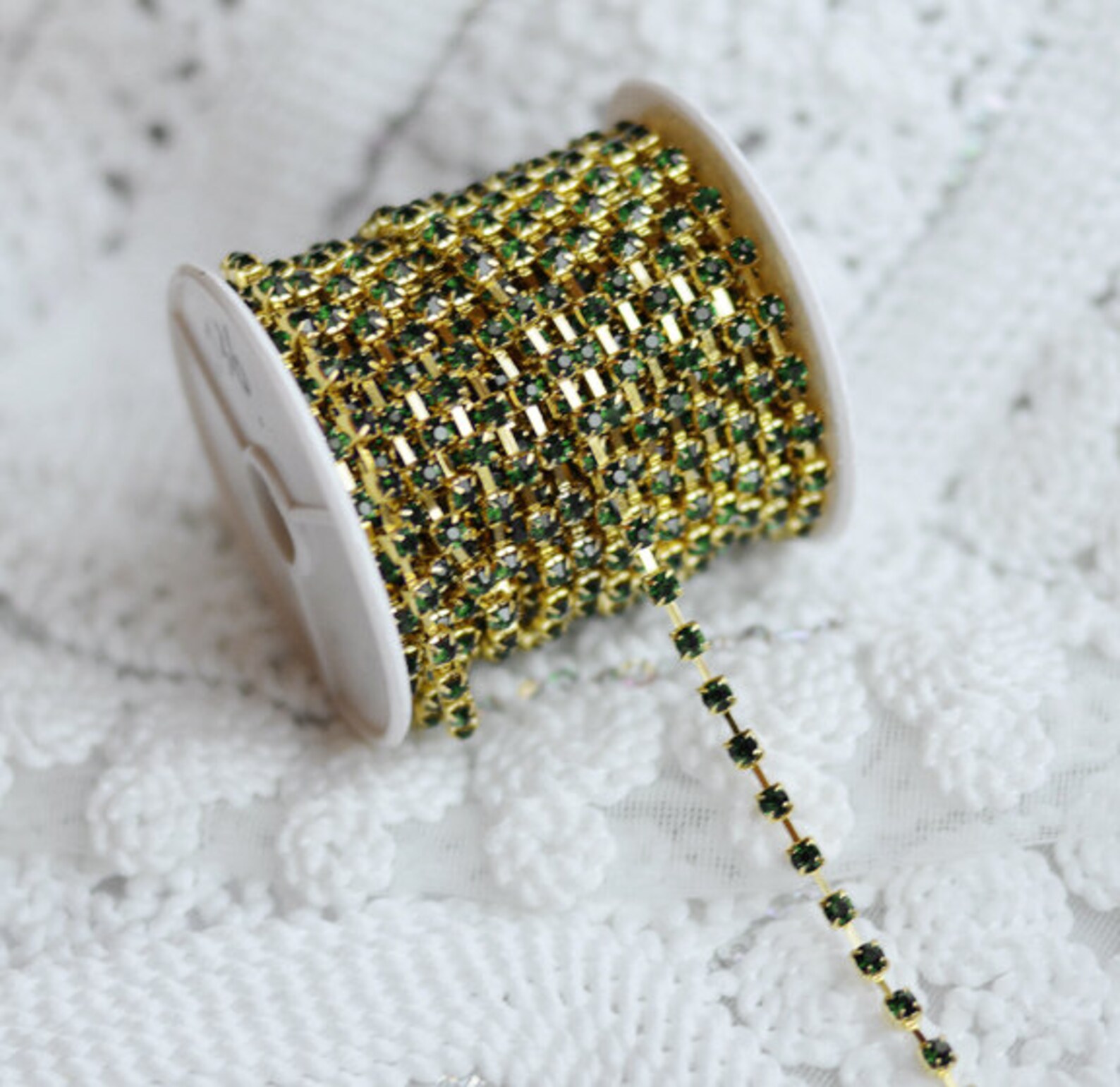 3 Feet Dark Emerald Green Australia Rhinestone Chain Crystal | Etsy