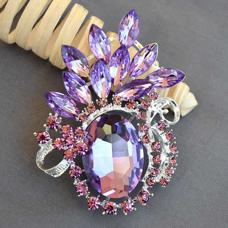Rhinestone Brooch Embellishment Purple Crystal Wedding Brooch - Etsy