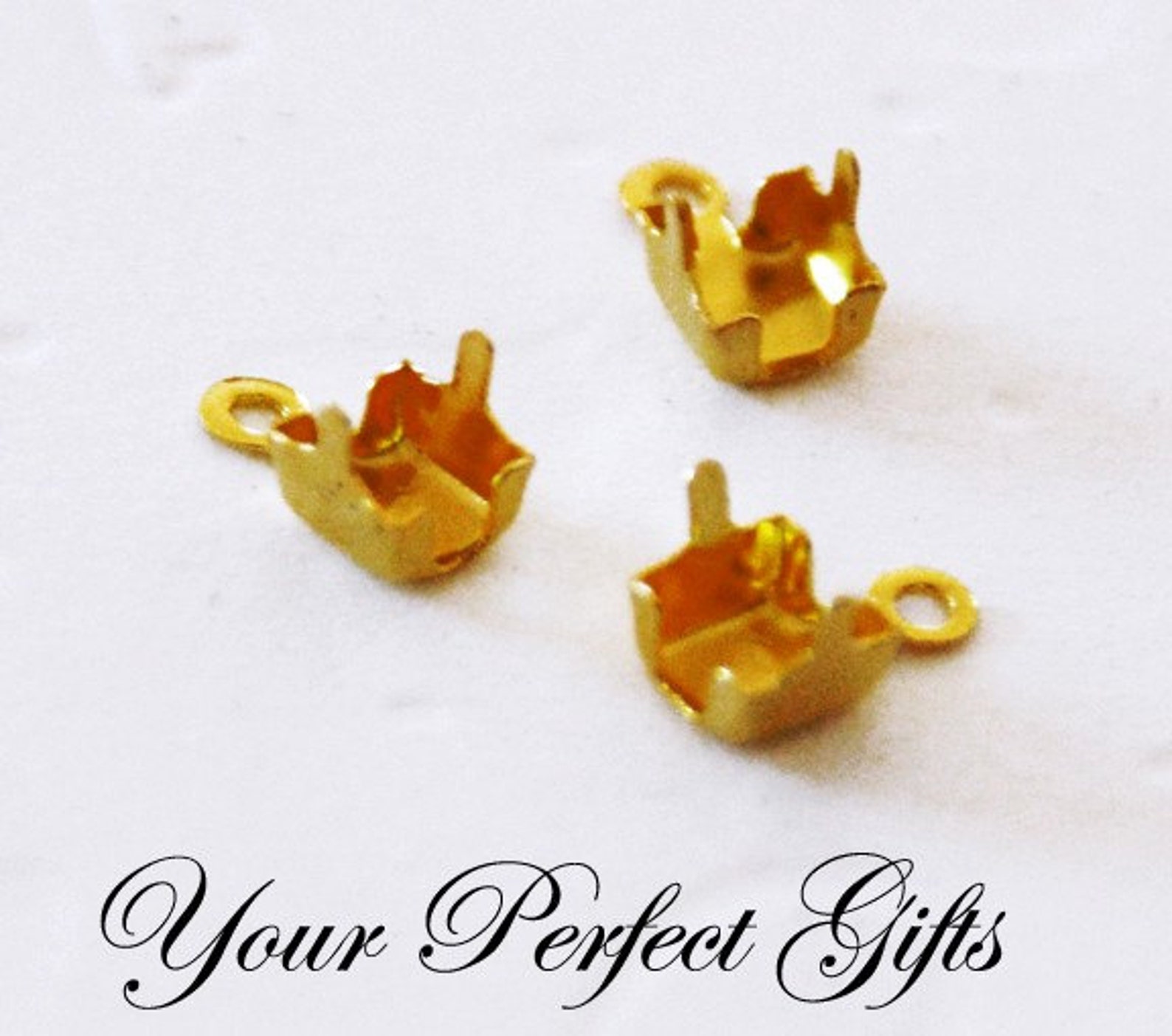 10 Raw Brass Rhinestone Chain Attachment Connector With Ring - Etsy