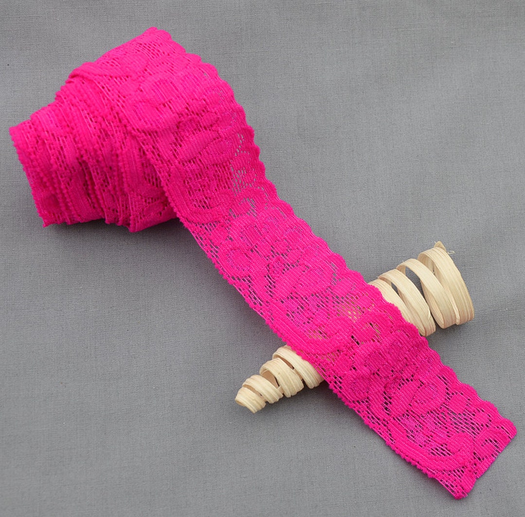 5 Yards Fuchsia Pink Elastic Lace Stretch Lace Elastic Lace Trim ...