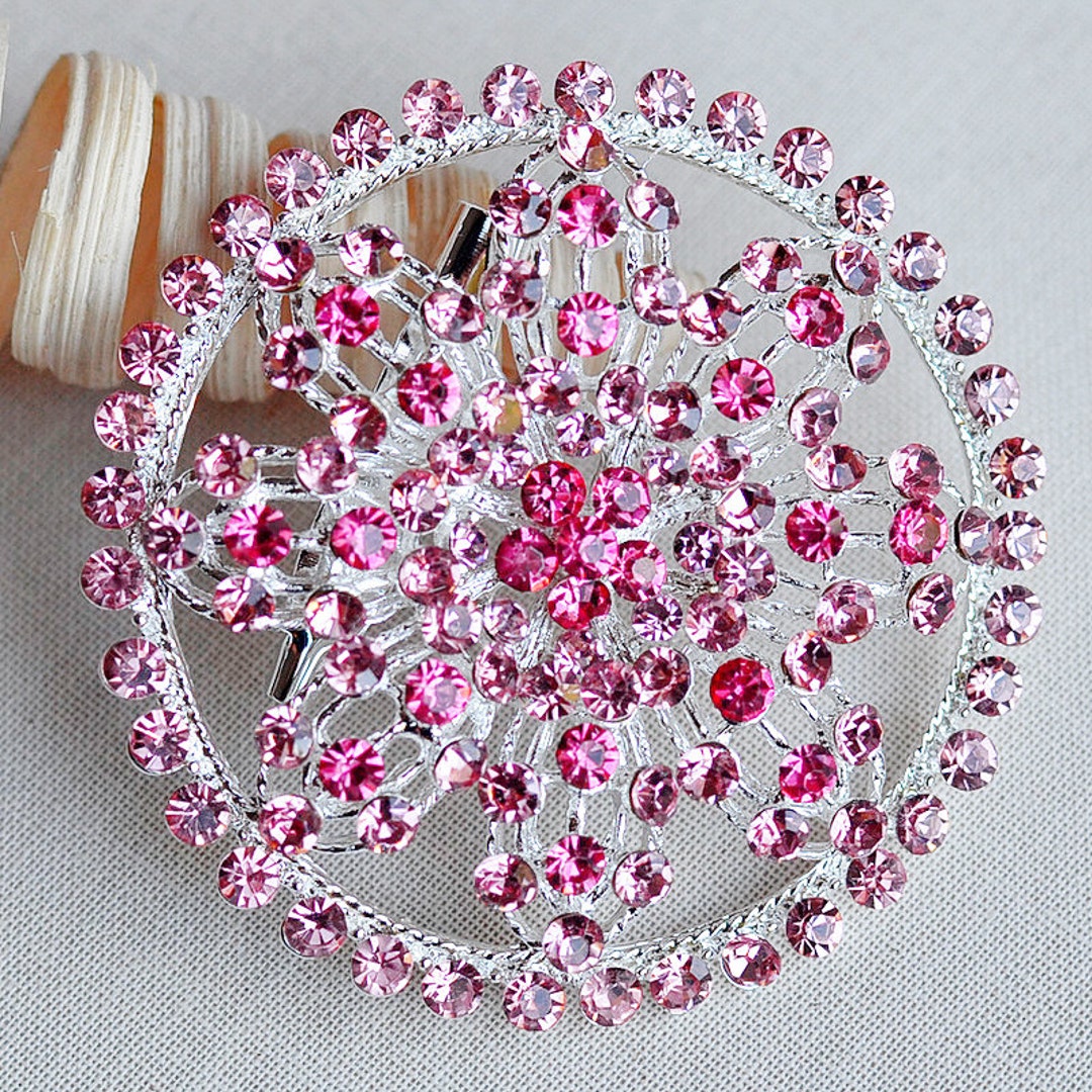 Rhinestone Brooch Component Crystal Light Rose Pink Brooch Bouquet Hair ...