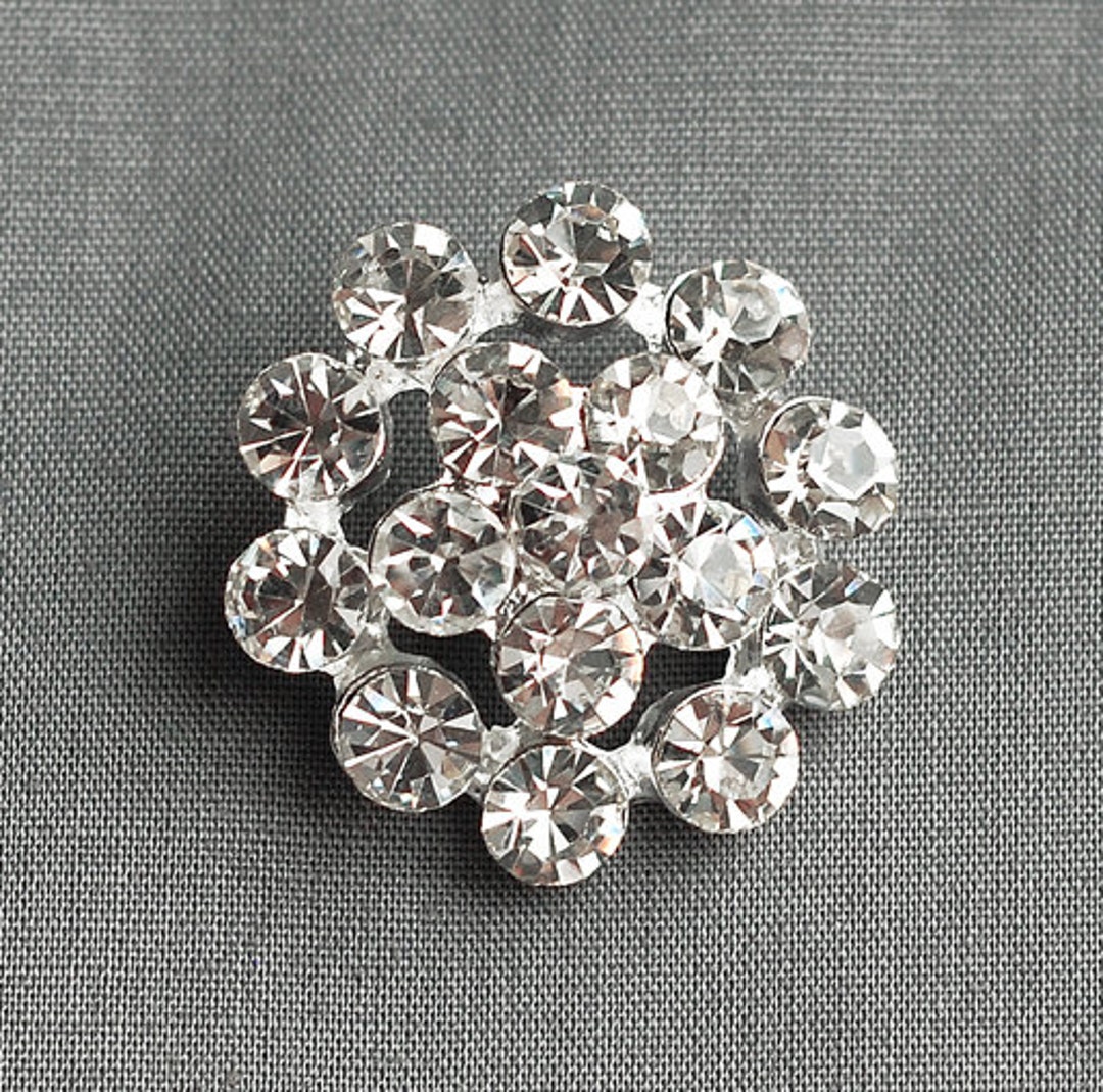 10 Rhinestone Button Round Circle Diamante Crystal Hair Flower Wedding ...