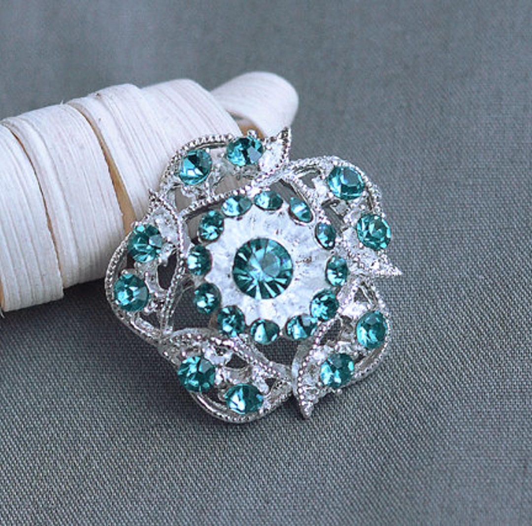 10 Pcs Teal Blue Aqua Blue Rhinestone Button Crystal Embellishment ...