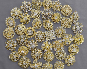 20 Pcs Sliver Rhinestone Brooch Crystal Brooch Pin Wedding - Etsy