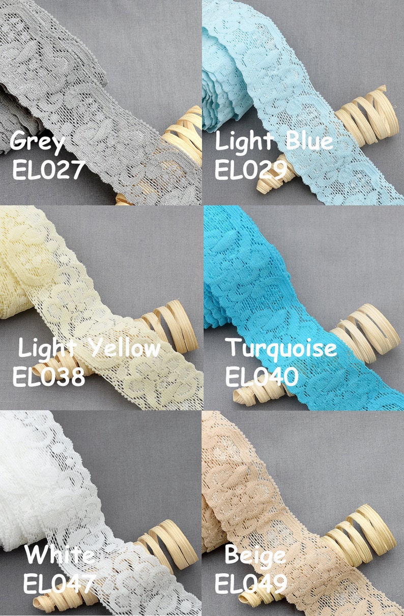 5 Yards Elastic Lace 1.5" Stretch Lace Elastic Lace Trim Elastic ...