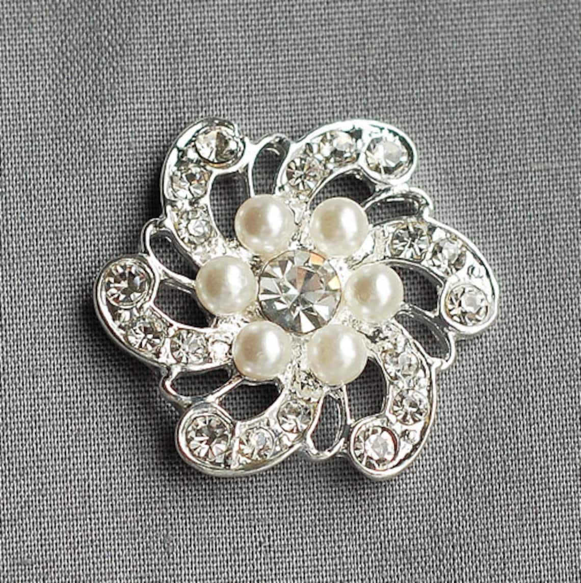 10 Rhinestone Buttons Round Circle 1 25mm Pearl - Etsy