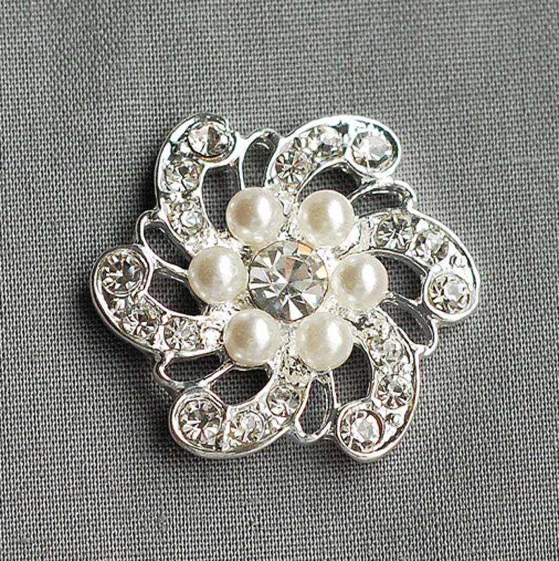 10 Rhinestone Buttons Round Circle 1 25mm Pearl - Etsy