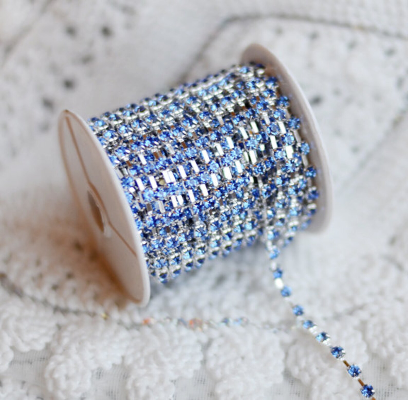 3 Feet Light Blue Australia Rhinestone Chain Crystal Silver - Etsy