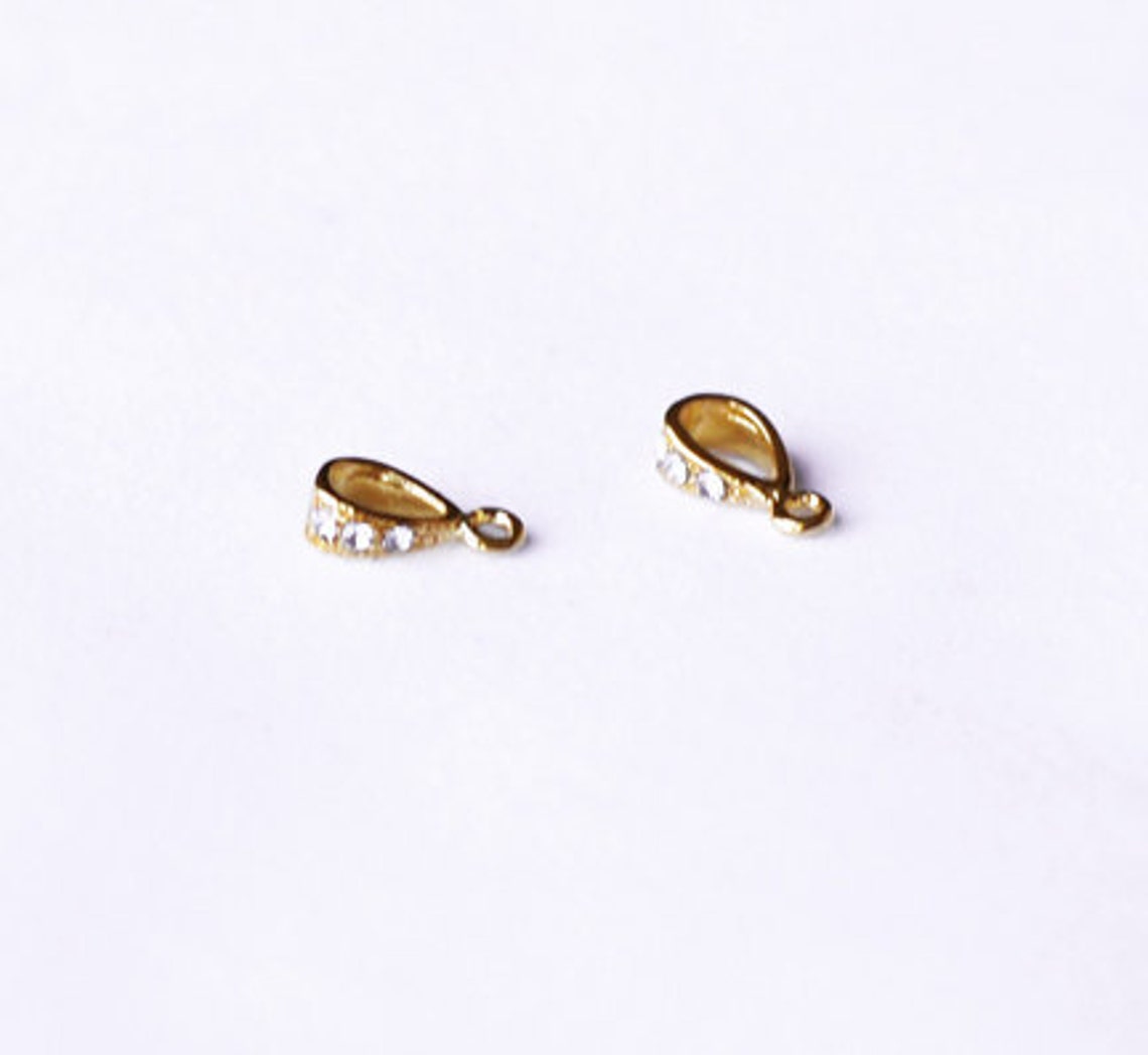 20 Pcs Bails Rhinestone Crystal With Top Open Loop Gold Plated - Etsy