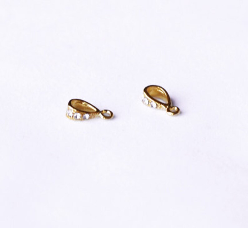20 Pcs Bails Rhinestone Crystal With Top Open Loop Gold Plated AC037 - Etsy