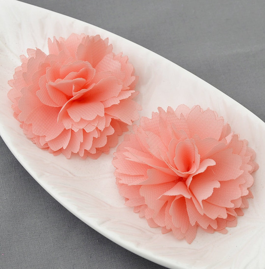 20 Pcs Peach Pink Chiffon Flower Soft Chiffon Fabric Silk Rose Flower ...