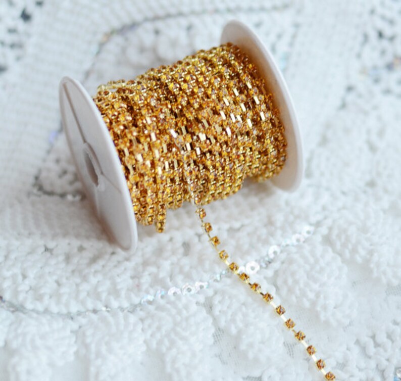 3 Feet/1 Yard Topaz Yellow Australia Rhinestone Chain Crystal - Etsy