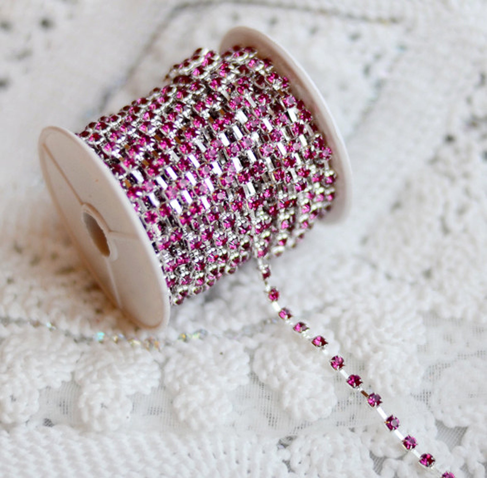 3 Ft Fuchsia Hot Pink Australia Rhinestone Chain Crystal - Etsy