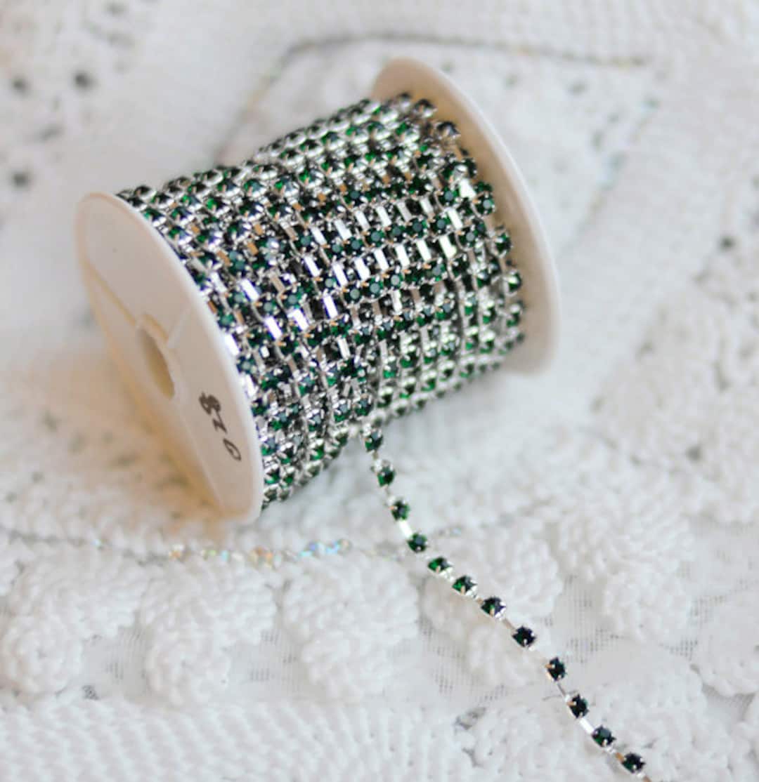 3 Feet Dark Emerald Green Australia Rhinestone Chain Crystal - Etsy