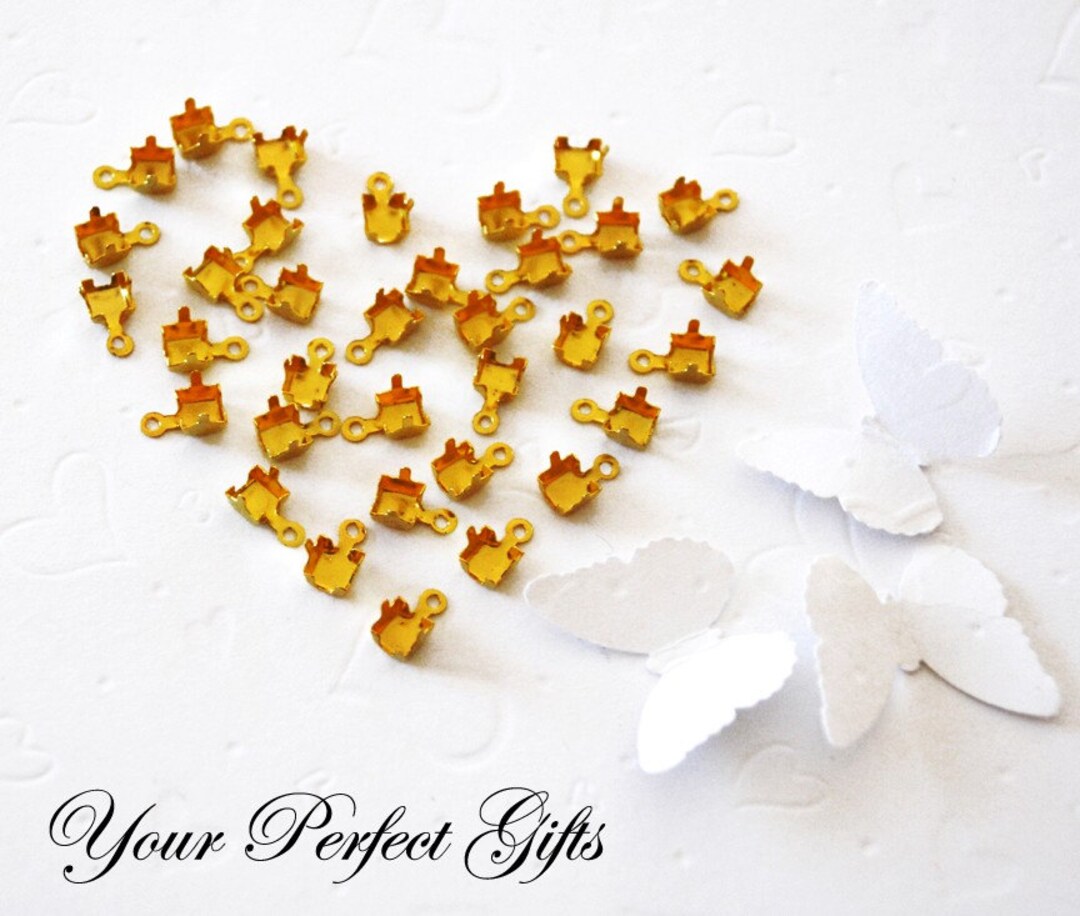 10 Raw Brass Rhinestone Chain Attachment Connector With Ring FREE ...