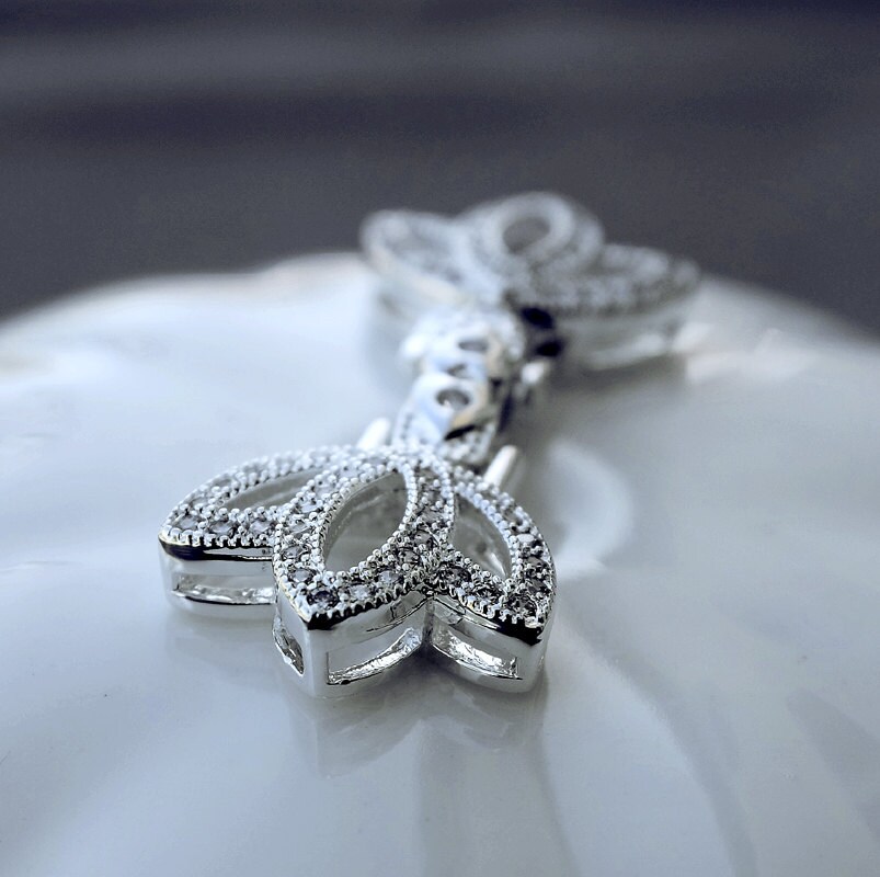 Top Quality Cubic Zirconia Clasp Multi Strand Tab White Gold Plated ...