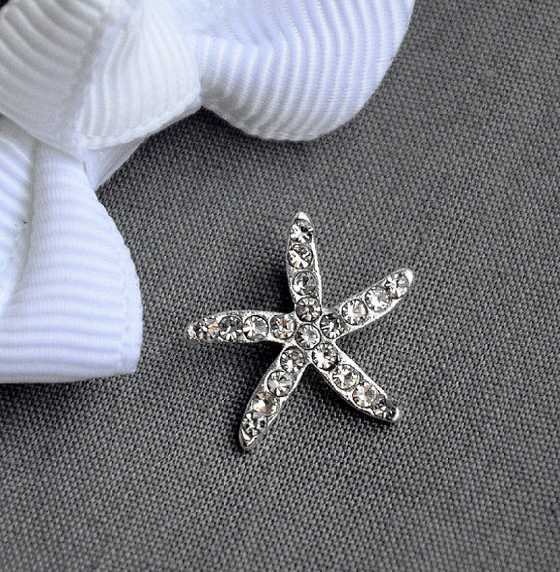 10 Rhinestone Buttons Crystal Starfish Beach Wedding Brooch | Etsy
