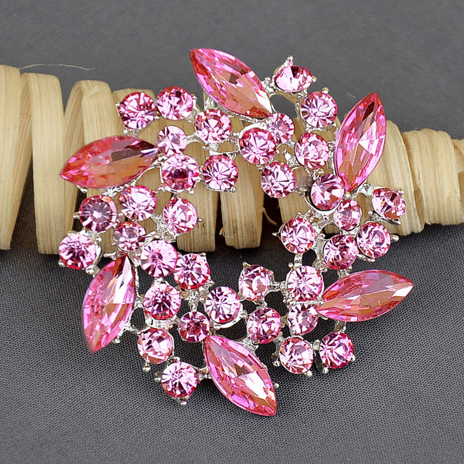 Rhinestone Brooch Embellishment Pink Crystal Wedding Brooch - Etsy