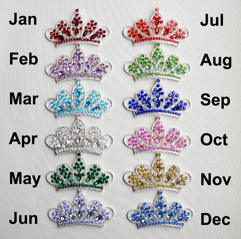 12 Rhinestone Button Birthstone Birth Stone Crystal TIARA - Etsy