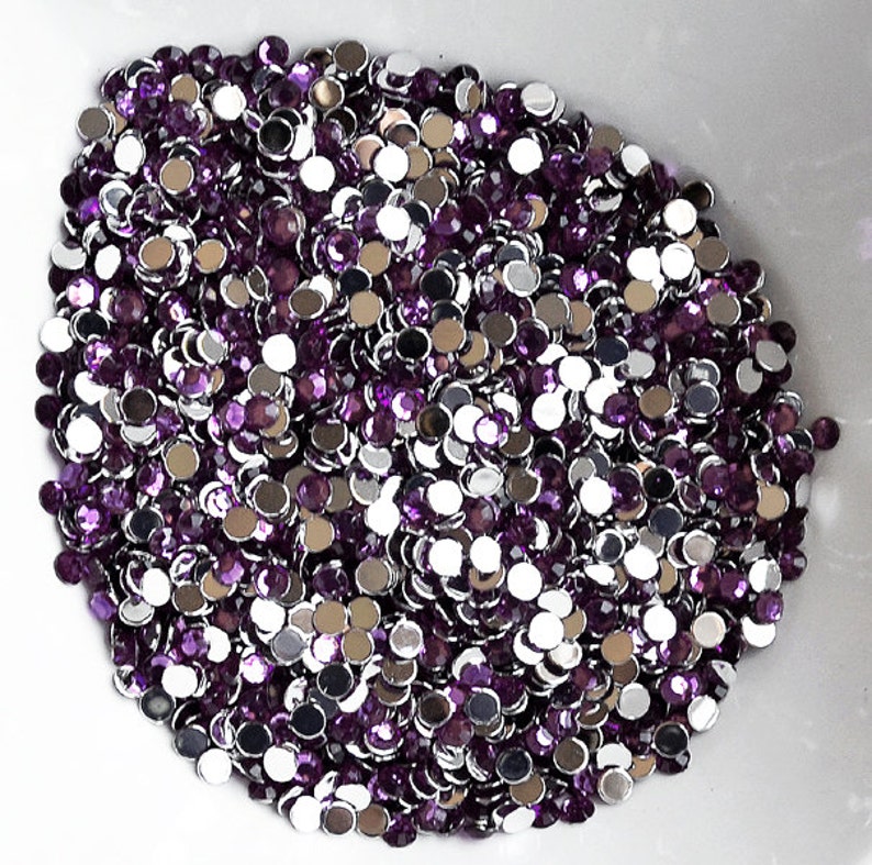 1000 Round Faceted Flat Back Rhinestone SS12 3mm Violet Purple Dark ...