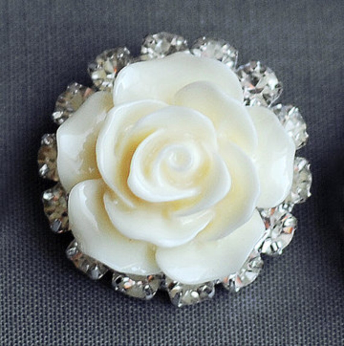 10 Rhinestone Buttons Crystal Ivory Cream Resin Rose Flower - Etsy