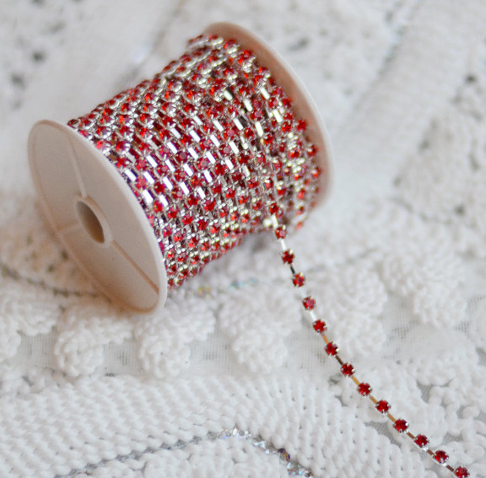 3 Feet/1 Yard Ruby Red Australia Rhinestone Chain Crystal - Etsy