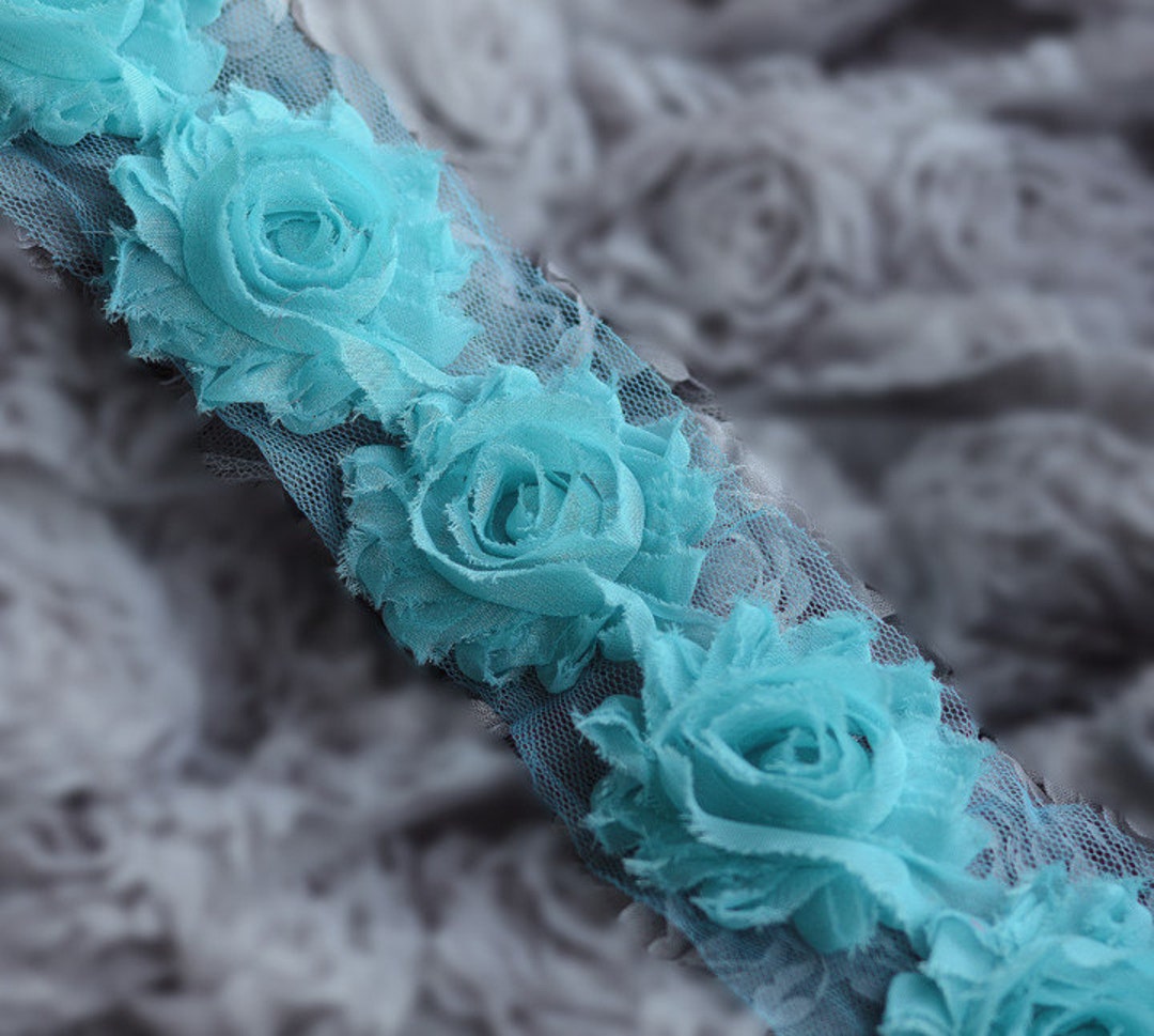 1/2 Yard Shabby Rose Trim Shabby Flower Shabby Frayed Chiffon Flowers ...