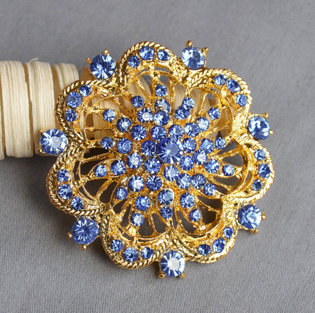 Light Blue Rhinestone Brooch Crystal Wedding Bridal Brooch Bouquet ...