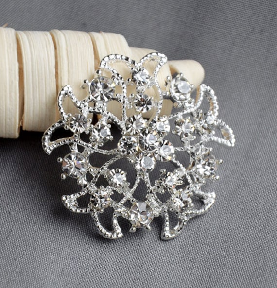 5 Large Rhinestone Button Embellishment Pearl Crystal Wedding | Etsy