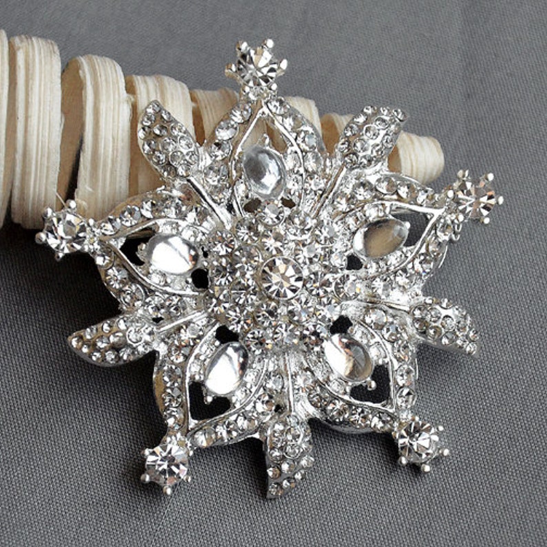 Rhinestone Brooch Crystal Brooch Bridal Brooch Bouquet Hair | Etsy