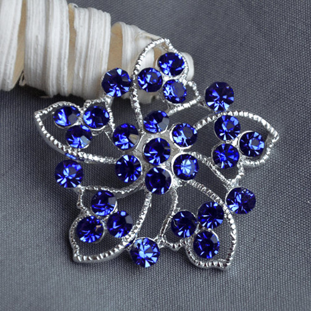 10 Pcs Dark Royal Blue Rhinestone Button Crystal Embellishment Wedding ...