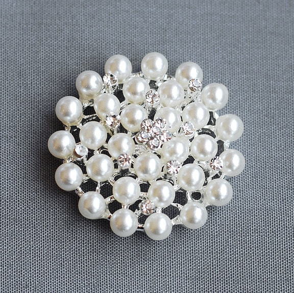10 Pcs Rhinestone Buttons Round Pearl Crystal for Hair Flower Comb Clip ...