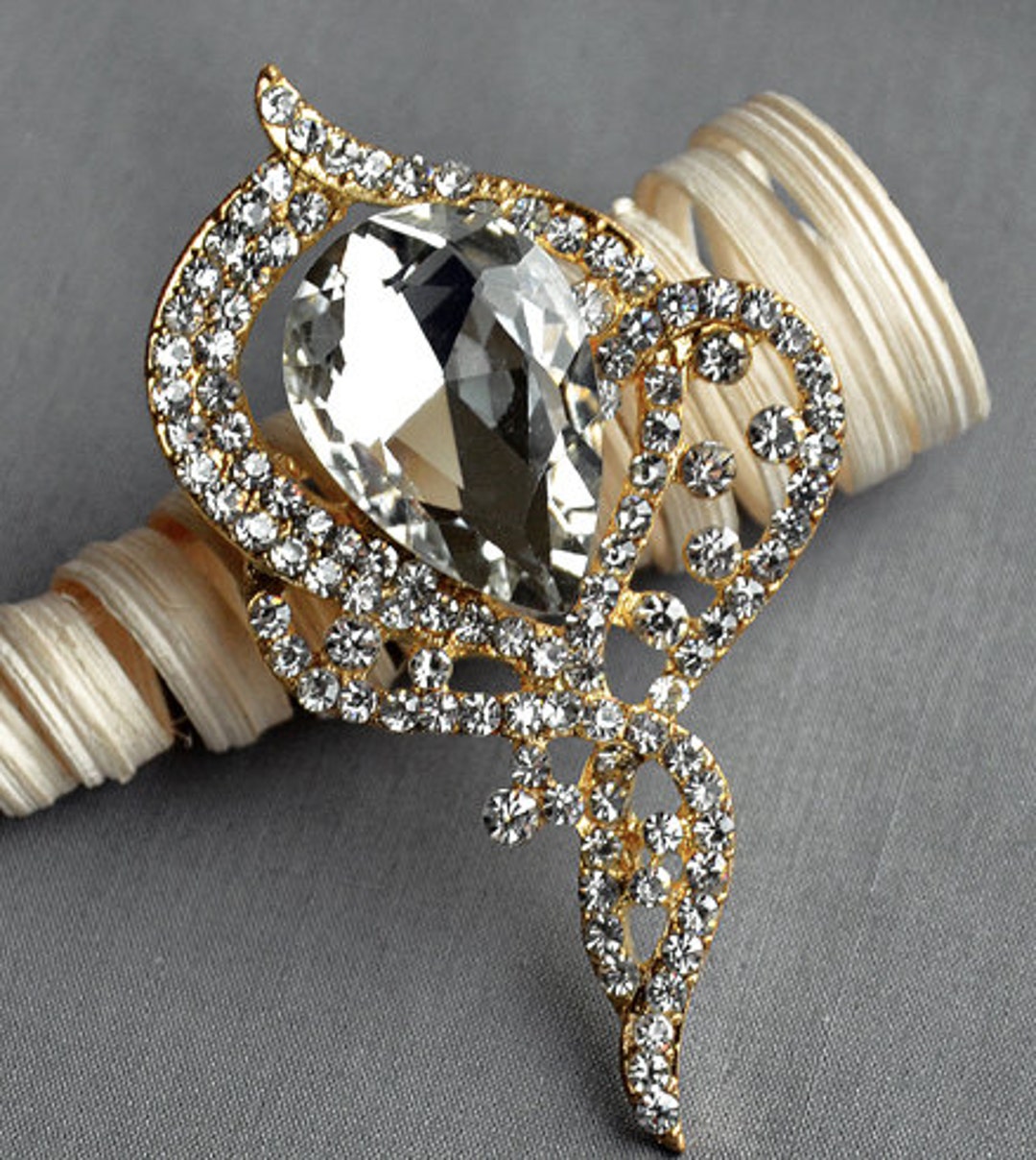 Rhinestone Brooch Crystal Brooch Gold Wedding Brooch Bouquet Cake ...