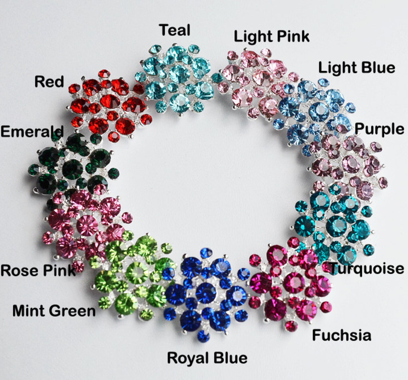 5 Large Rhinestone Button Embellishment Pearl Crystal Wedding Brooch ...