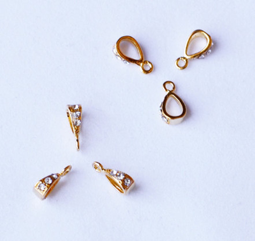 20 Pcs Bails Rhinestone Crystal With Top Open Loop Gold Plated AC037 - Etsy