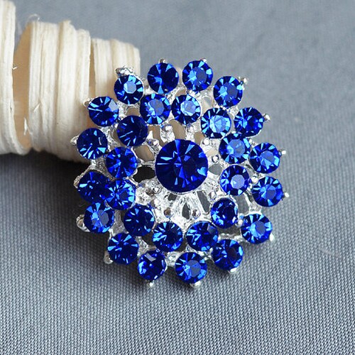 10 Pieces Dark Royal Blue Rhinestone Button Crystal - Etsy