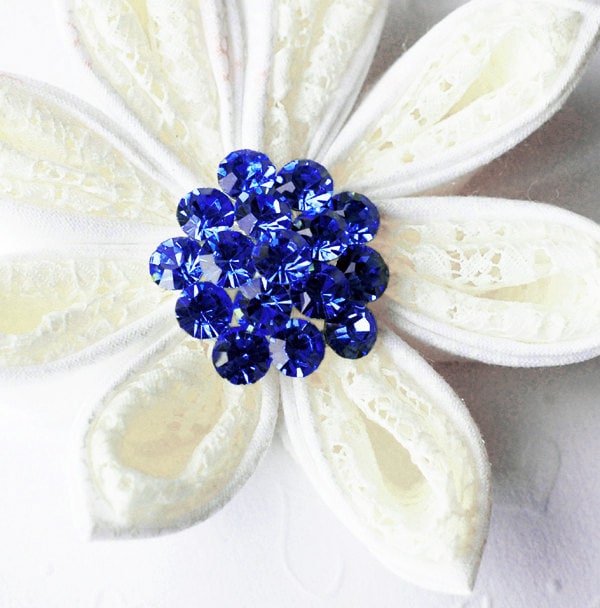 10 Rhinestone Button Dark Sapphire Royal Blue Crystal Wedding Brooch ...